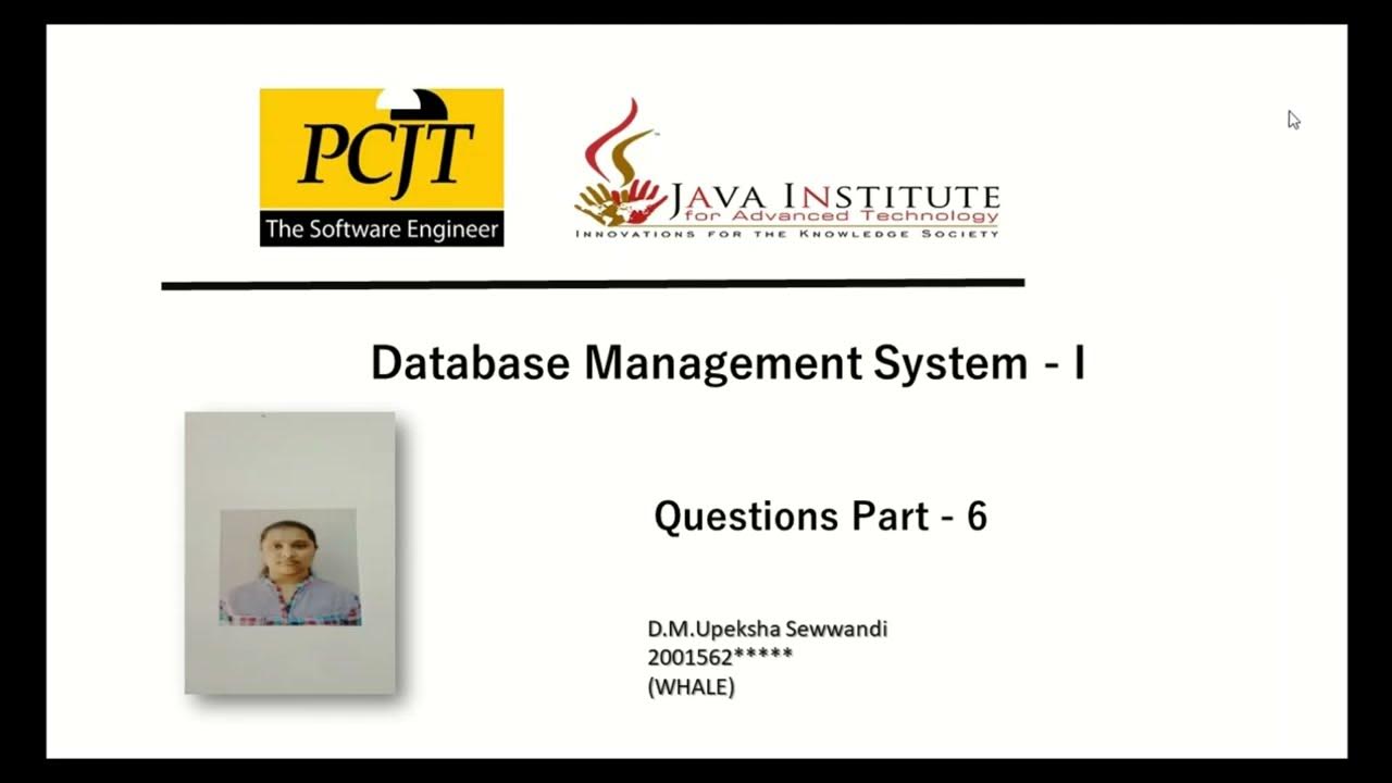 Database Management System - I ( video 6 ) | Question Set 6 | Java ...