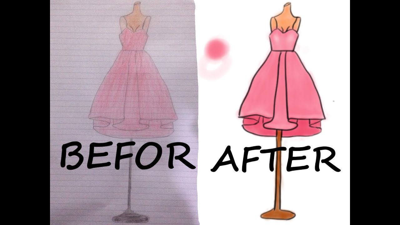 HOW TO DRAW A BEAUTIFUL DRESS EASLIY 💗STEP BY STEP /Fashion ...