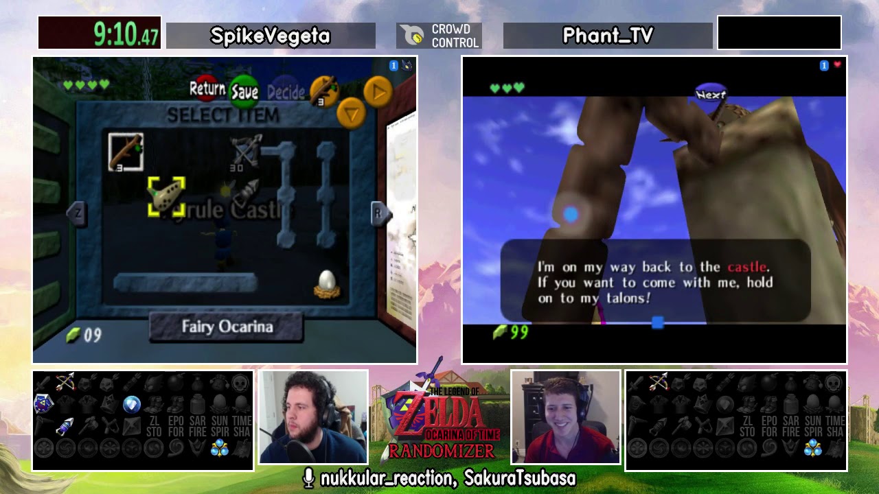 SpikeVegeta vs Phant_TV. Ocarina Of Time Randomizer Crowd Control Race ...