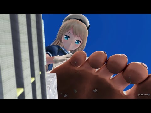【巨大娘 giantess】踏み潰しをエンジョイする巨大娘/giantess enjoy crush the city【MMD】