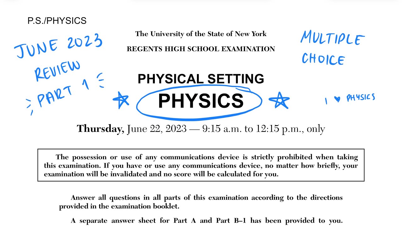 2023 Physics Regents Review Part 1 (Multiple Choice Questions 1-50 ...
