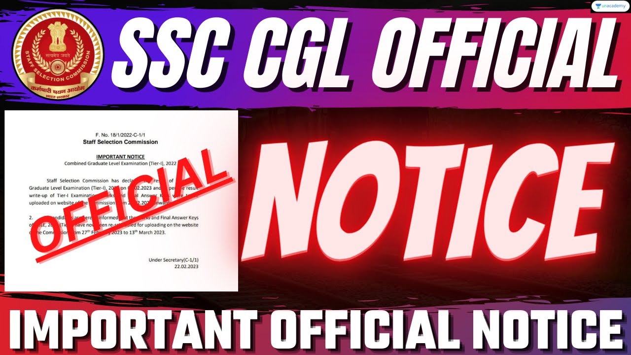 SSC CGL OFFICIAL NOTICE | SSC CGL 2022 TIER 1 MARKS OFFICIAL NOTICE ...