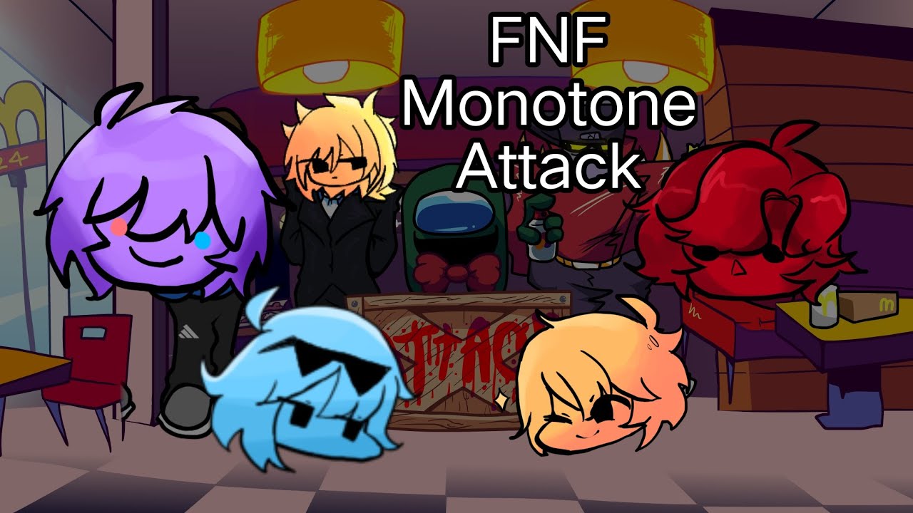 FNF Monotone Attack但魔哩煞、小光與阿神、DK合唱 - YouTube