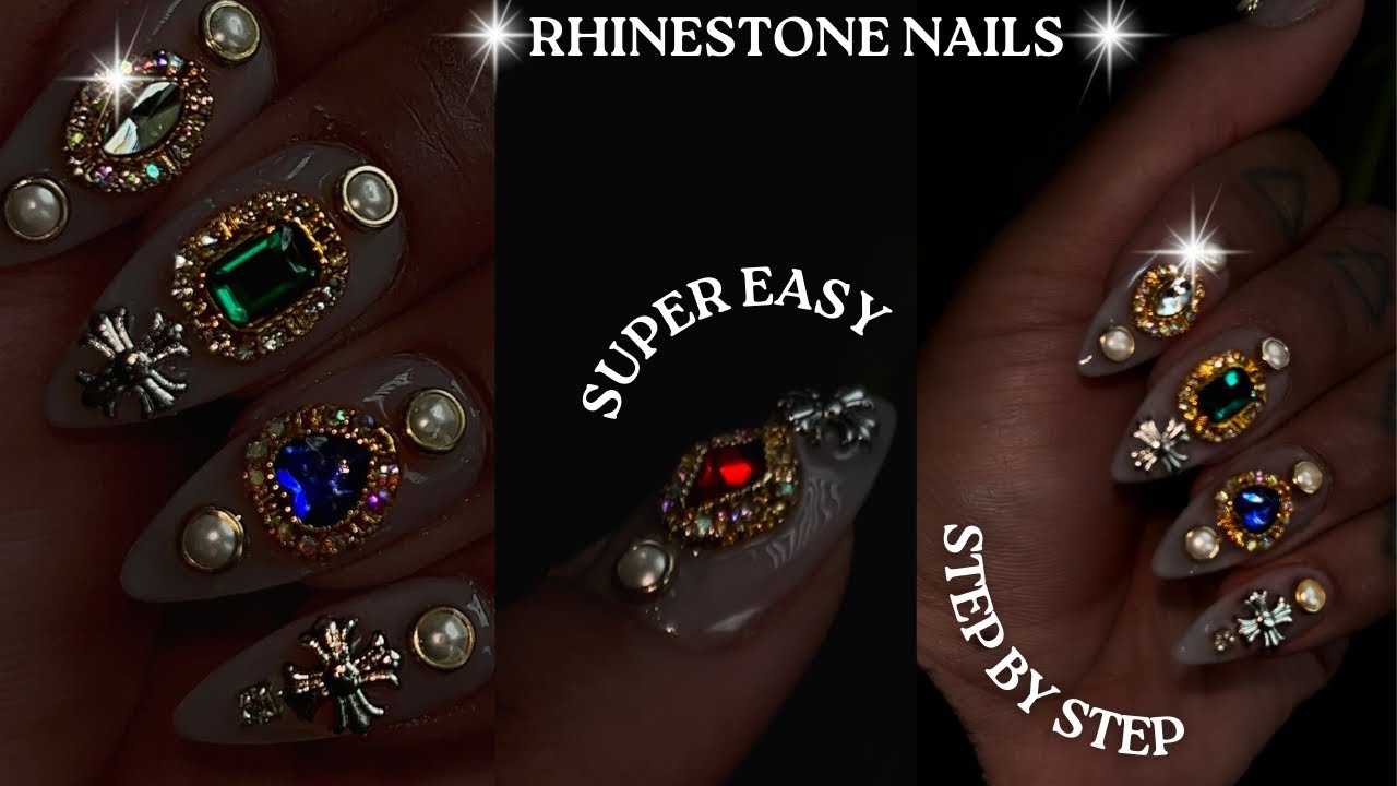 How To Do Bling Rhinestone Gel X Nails | Beginner Friendly | Step by ...