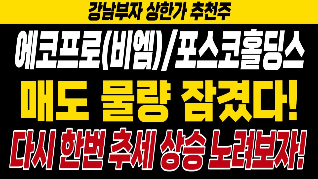 주식 상한가 추천주 에코프로 에코프로비엠 포스코홀딩스 매도 물량 잠겼다 2차전지 본격적인 상승 기회 계속되는 테마주