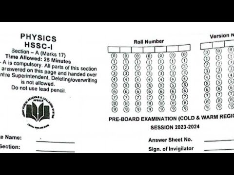APS Preboard Physics class 11th Paper|| PREBOARD EXAM APSACS QUESTION ...