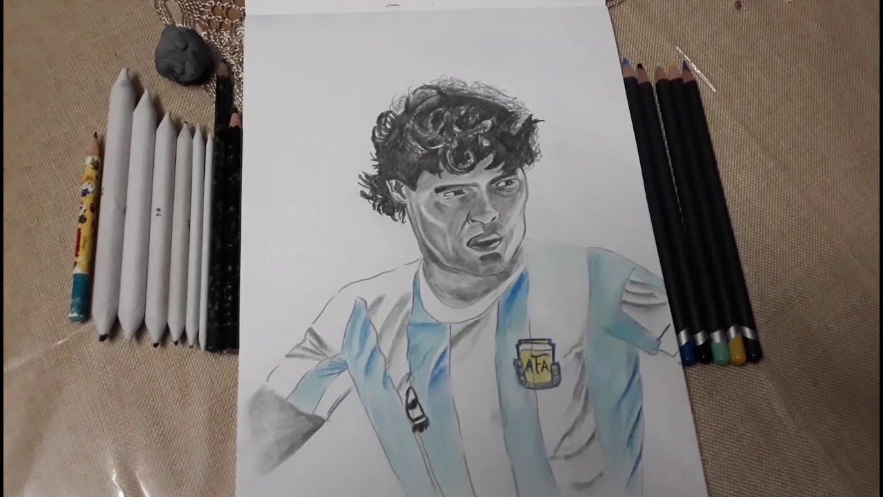 HOW TO DRAW DIEGO MARADONA ⚽️ | GRAPHITE AND COLOURED PENCIL ART | R.I ...