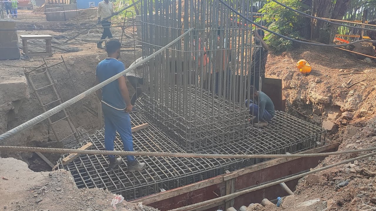 Mumbai metro Pile cap complete Reinforcement Pile cap steel Pile column ...