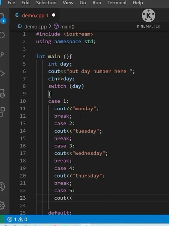 C++ program to print days of week using switch statement - YouTube
