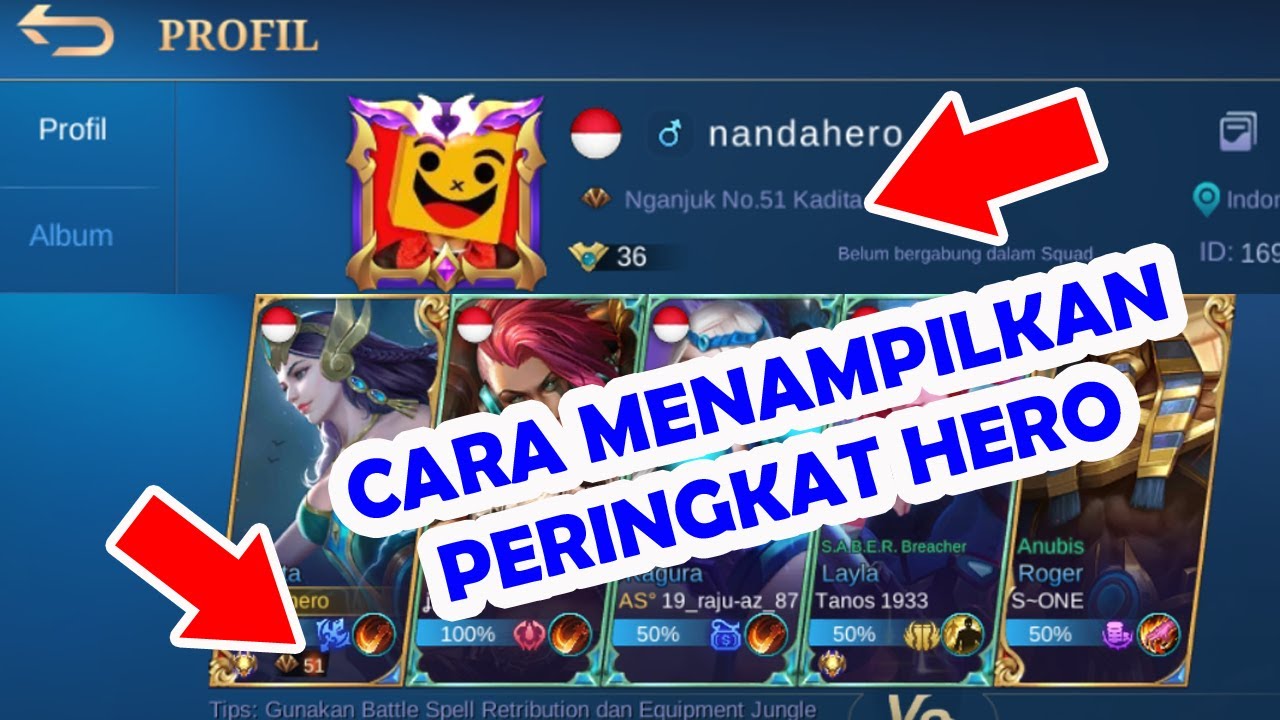 CARA MENAMPILKAN TITLE HERO MOBILE LEGENDS - PERINGKAT DAERAH ML - YouTube