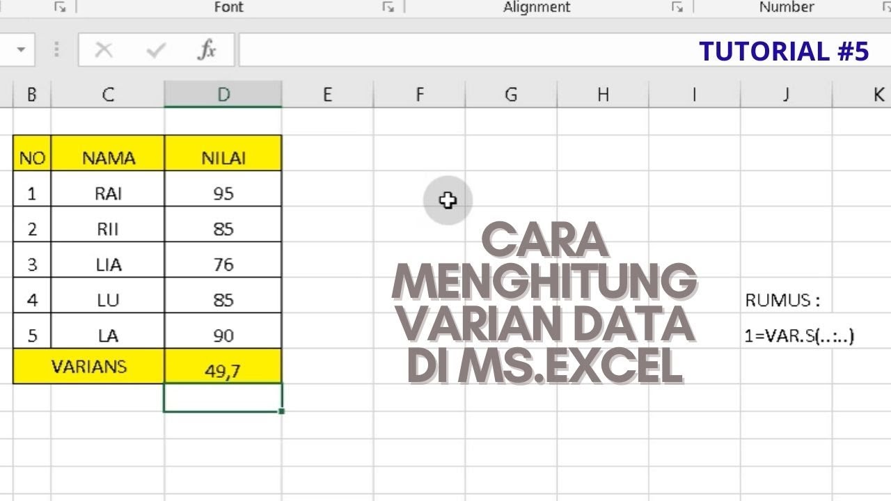 CARA MENGHITUNG VARIAN DATA DI MS.EXCEL - YouTube