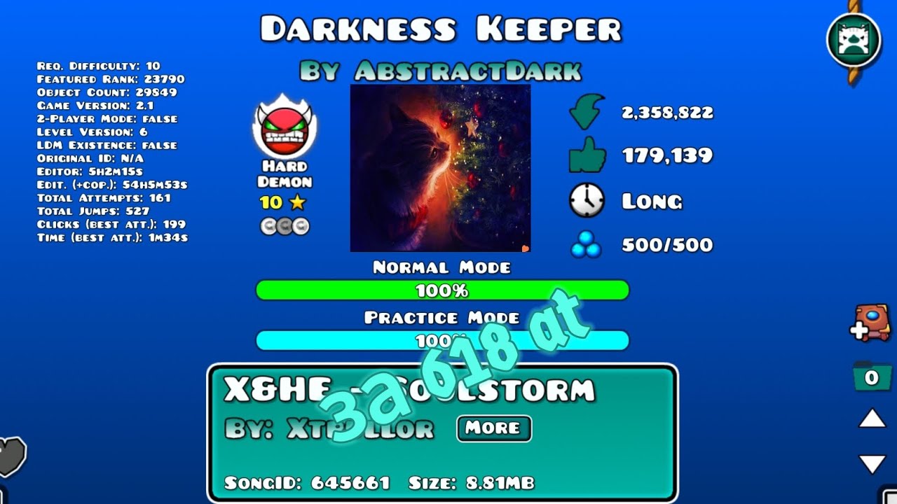 100% "Darkness keeper" (Hard demon) by AbstractDark с 2 монетками ...