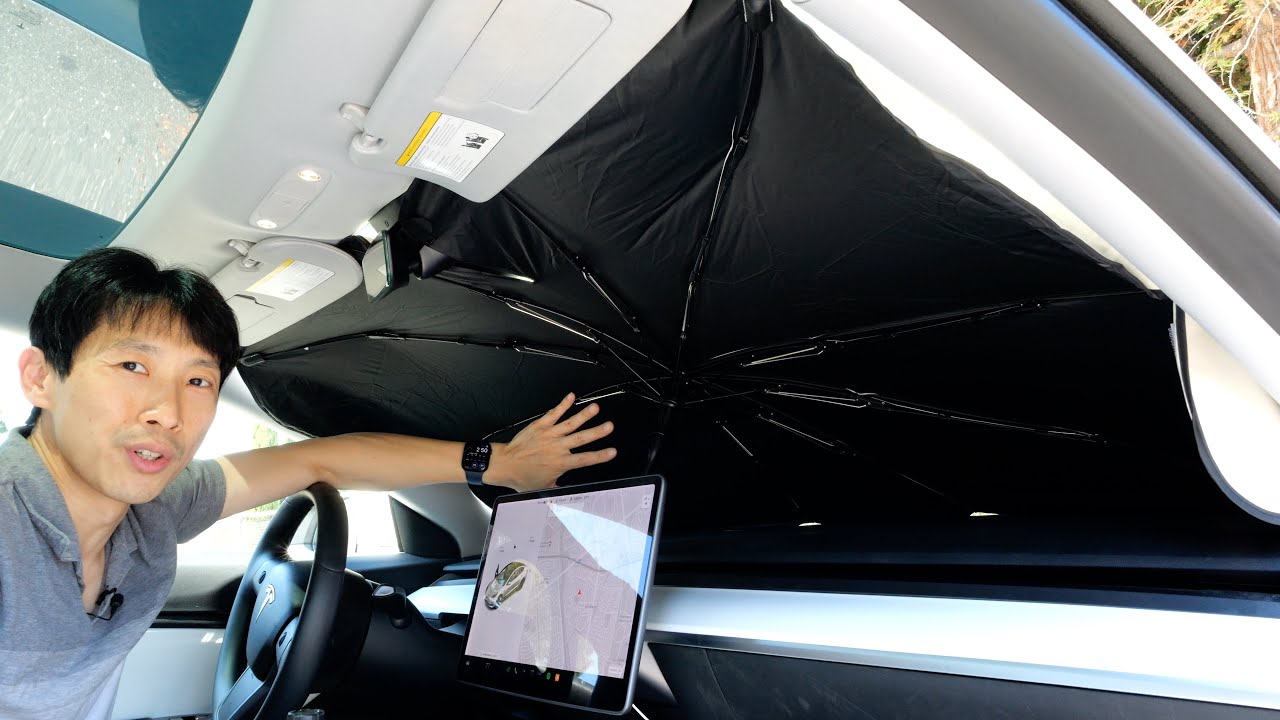 Model 3/Y Sun Shade Umbrella Deploys in 1 Second! [OtriFowd] - YouTube