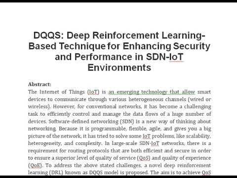 DQQS Deep Reinforcement Learning Based Technique for Enhancing Security and Performance in SDN ...