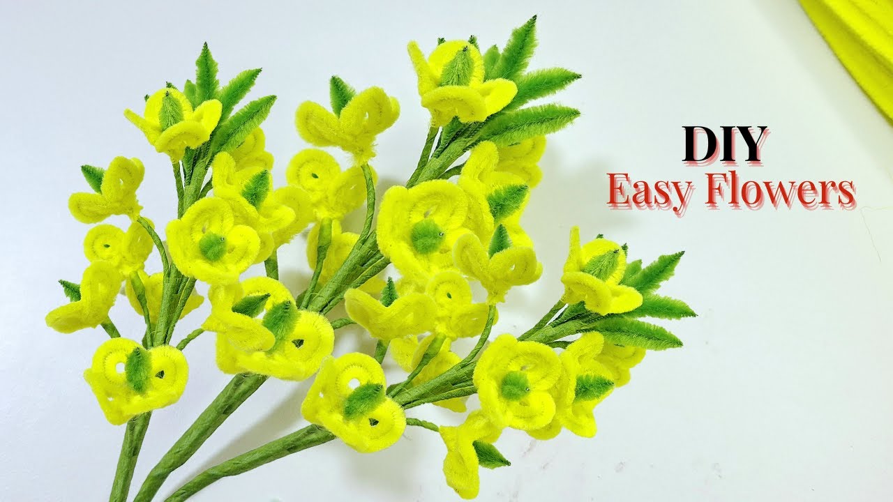 DIY Flowers | How to Make Yellow Pipe Cleaner Easy Flower - YouTube