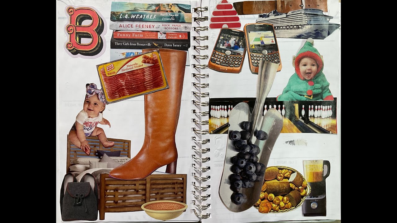 The alphabet glue book is getting chunkier. Let’s add a few more things ...