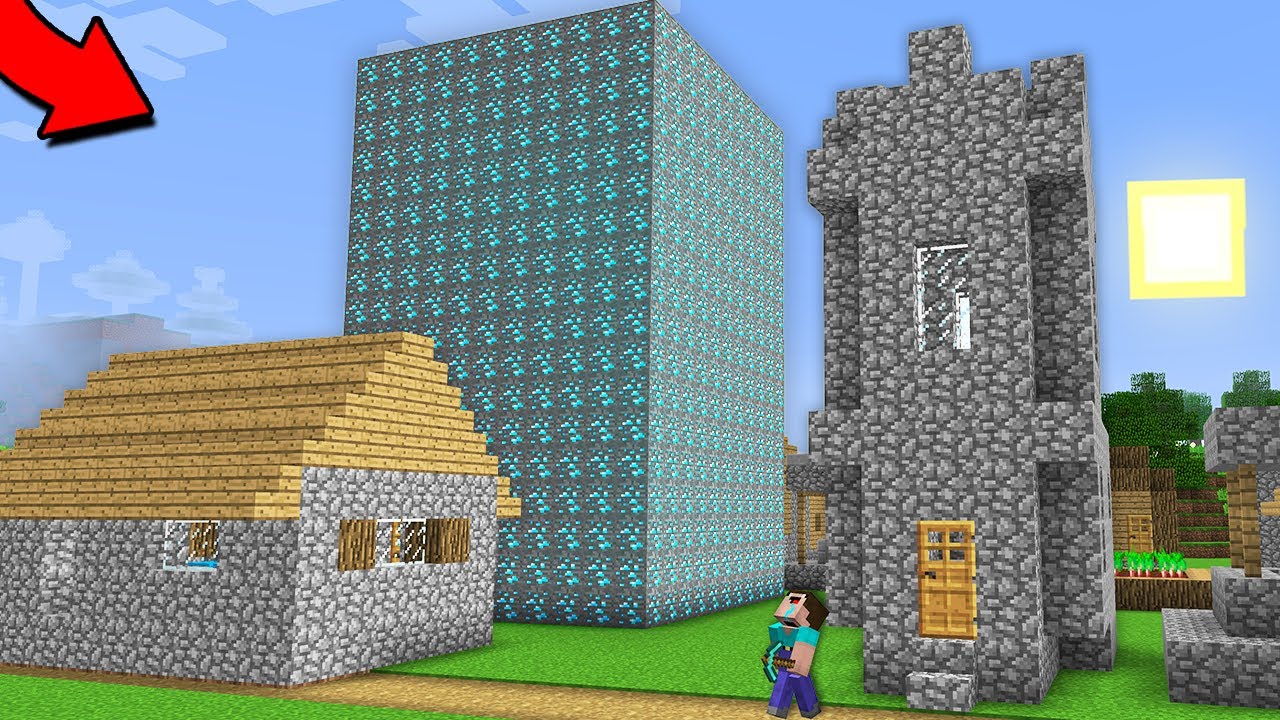 WHY THERE IS GIANT DIAMOND ORE BLOCK IN THIS VILLAGE? Minecraft - NOOB ...