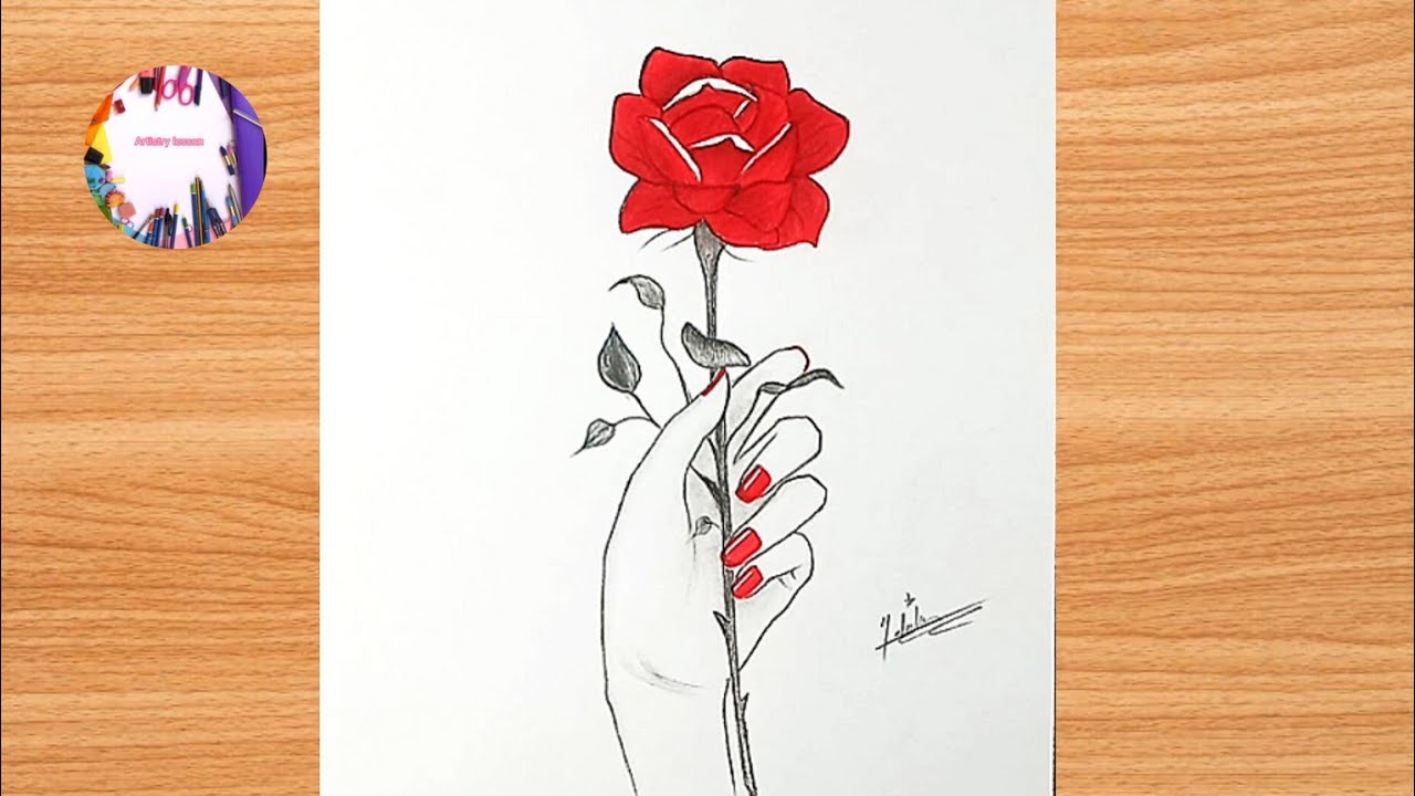 Rose Day Drawing - pencil sketch / Valentine's day drawing easy / How ...