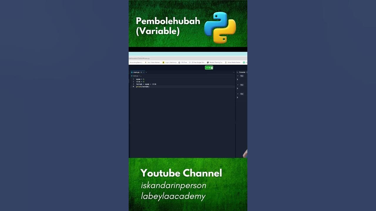 Mudahnya Python Programming Pembolehubah Atau Variable 2 Pythonforbeginners Python Youtube