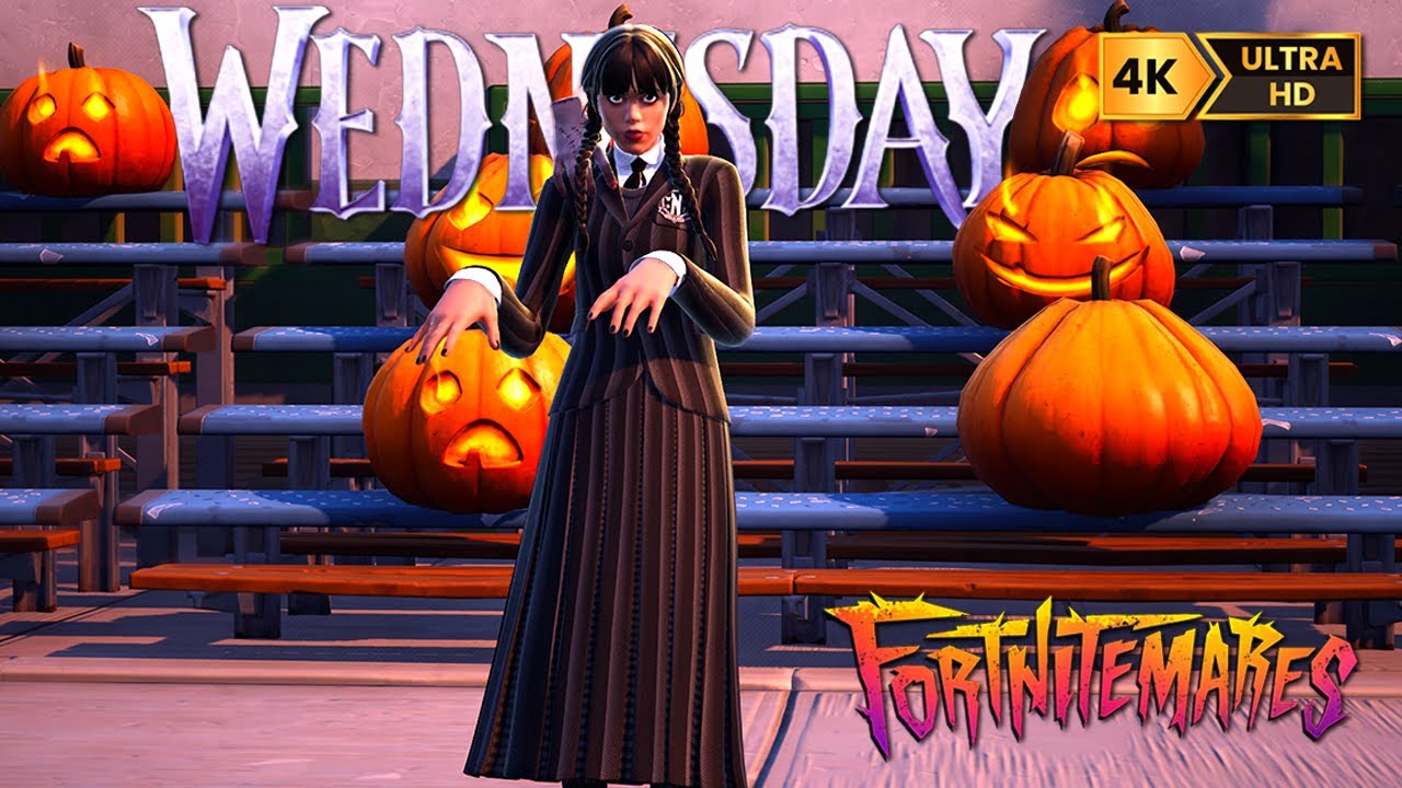 Fortnite Wednesday Addams Skin Gameplay | Fortnitemares - YouTube