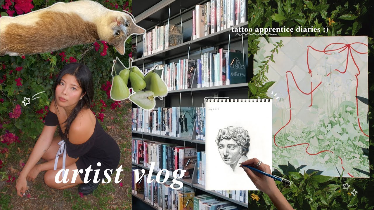 a week in the life of a tattoo apprentice 🌷 graphite drawings, library ...