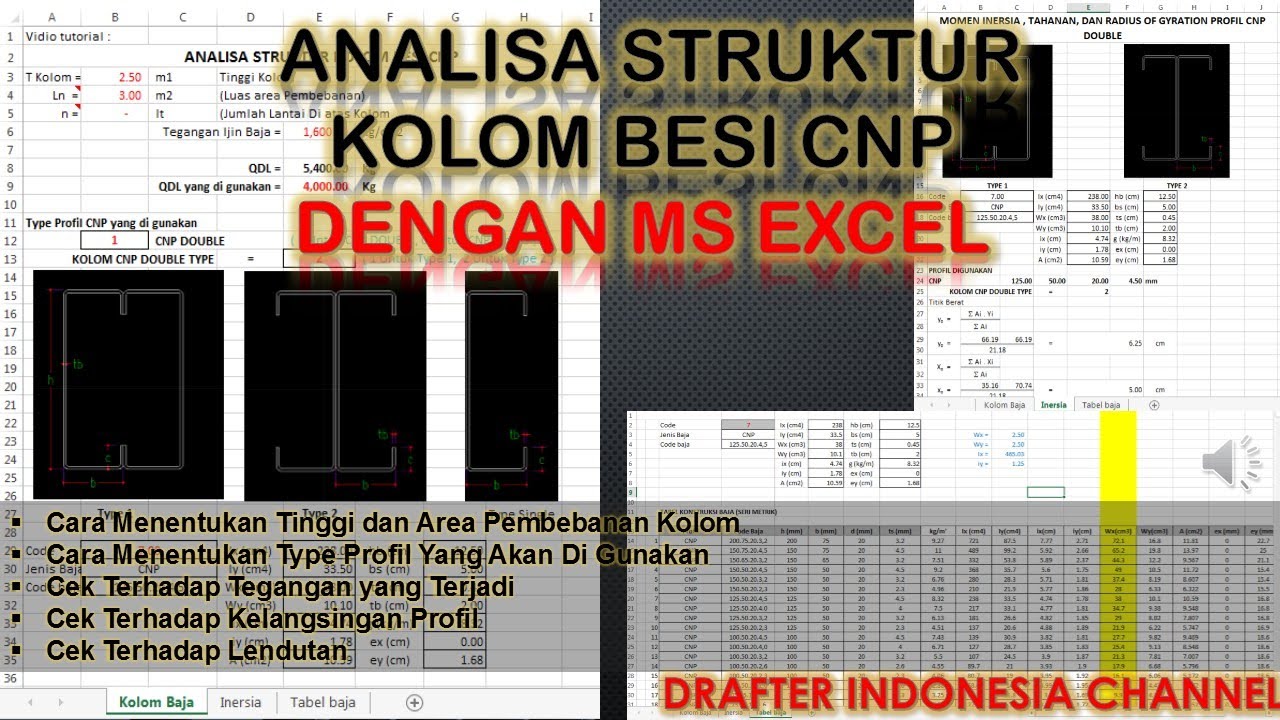 ANALISA STRUKTUR KOLOM BESI CNP DENGAN MS EXCEL - YouTube