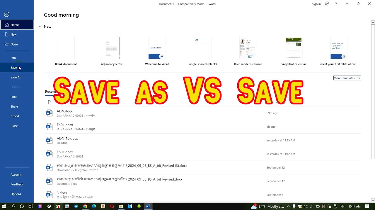 Episode01 SAVE AS vs SAVE in Microsft Word - Totorial MS Office - YouTube