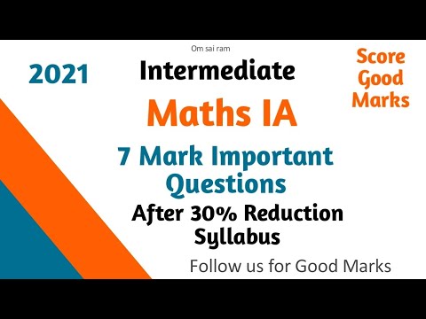 Intermediate Maths IA 7 Mark Important Questions for Public Exam 2021 ...