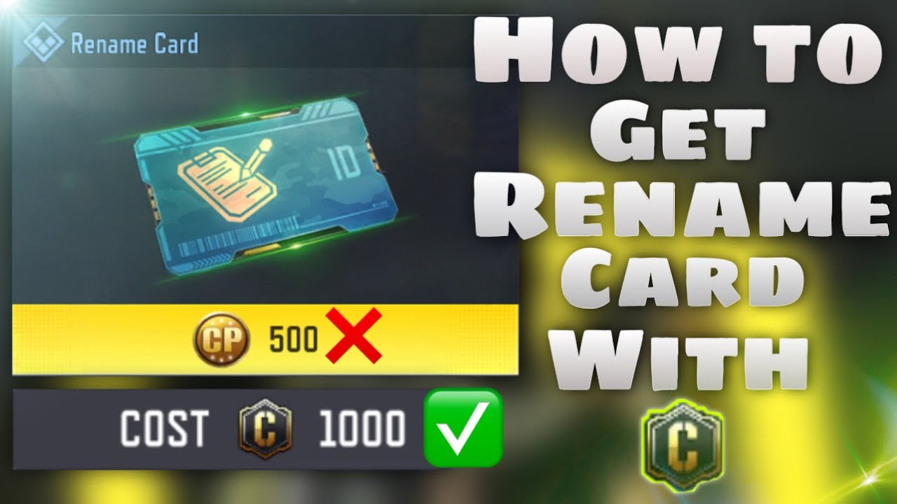 How to get Rename Card With no CP | Call of Duty Mobile | Rename Card ...