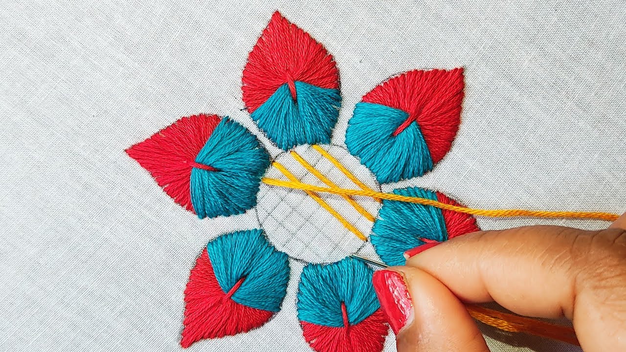 Easy hand embroidery flower stitch / flower stitch for beginners ...