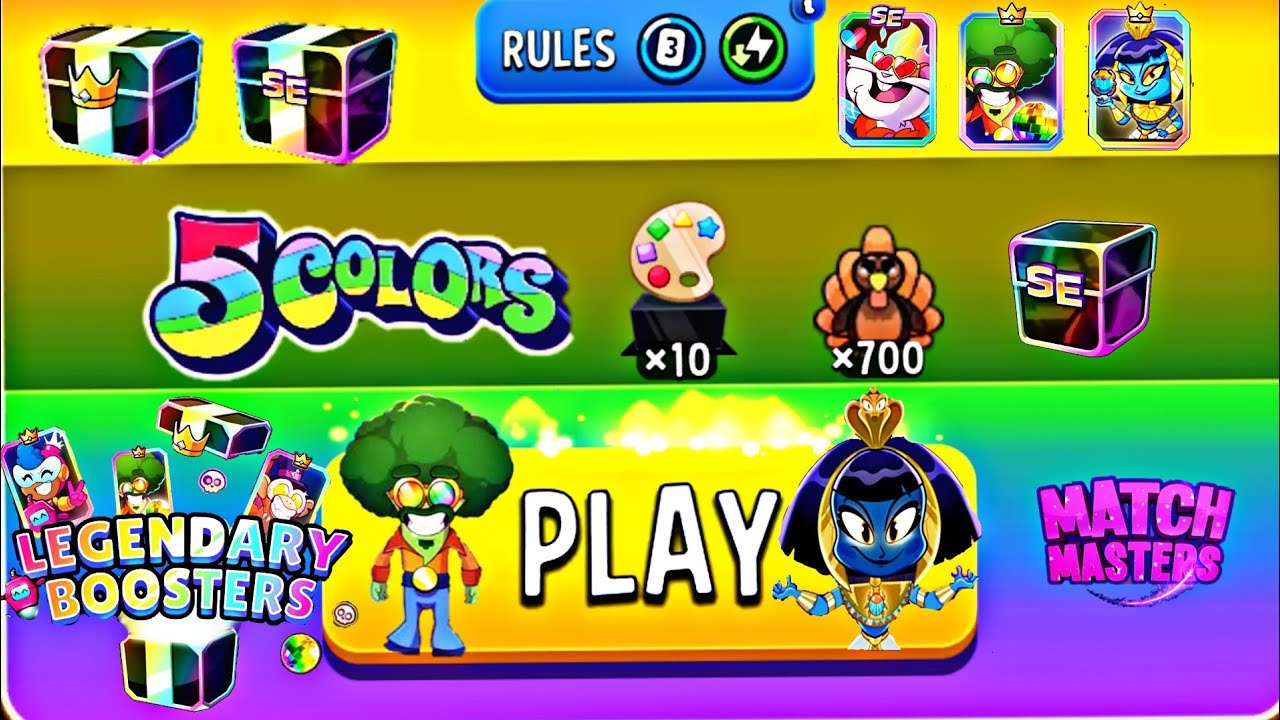 5 colors tournament | match masters | 5 colors | easy win gameplay ...