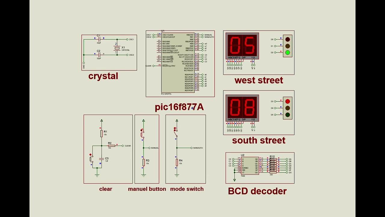 traffic light by pic16F877A embedded systems - YouTube