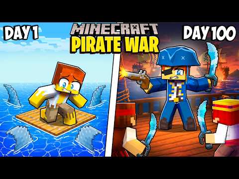I Survived 100 Days in a PIRATE WAR in Minecraft!