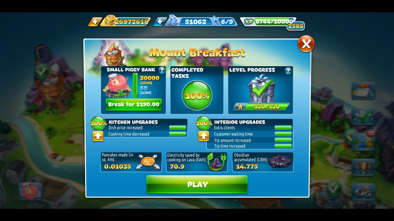 Cooking Fever-Mount Breakfast Level 1-40 (3 Stars) Fully Upgrade - YouTube