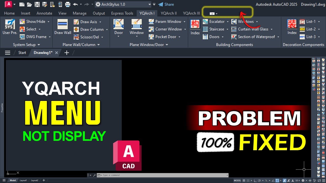 How to Show YQArch Menu in AutoCAD | YQArch Plugin - YouTube