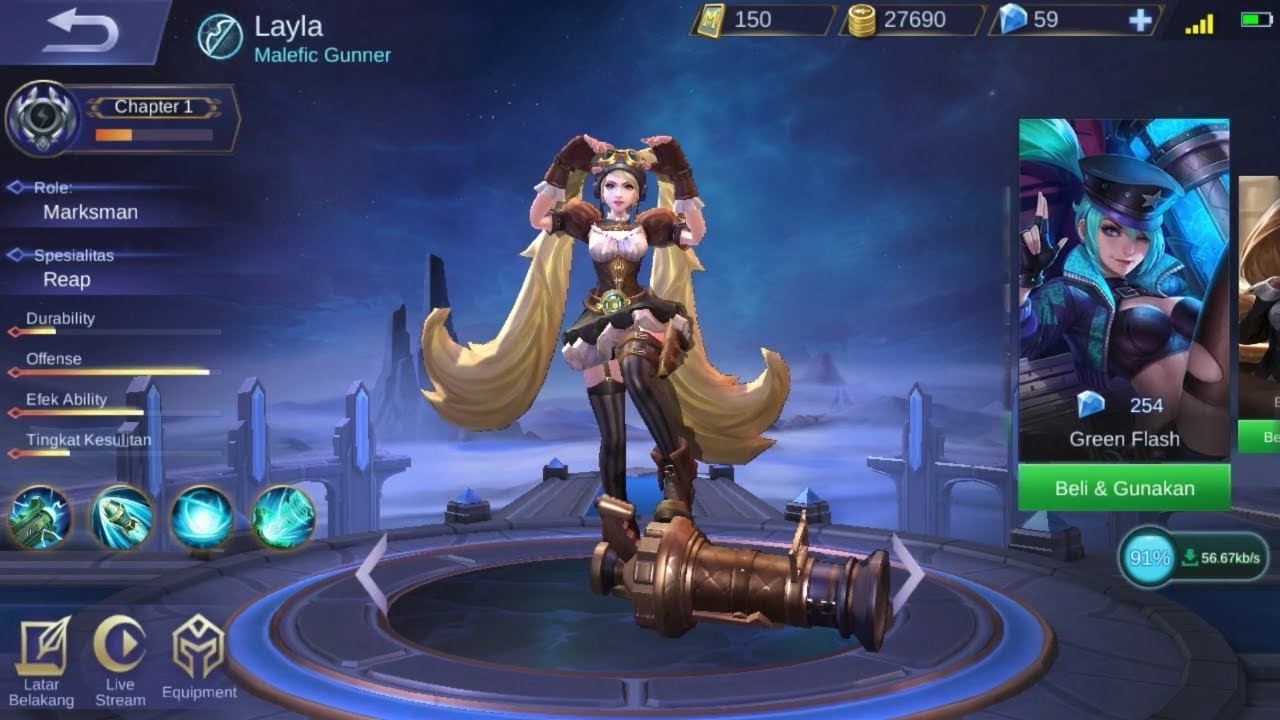 Skin Laila 50 Diamond (Classic Malefic Gunner) harga spesial | Mobile ...