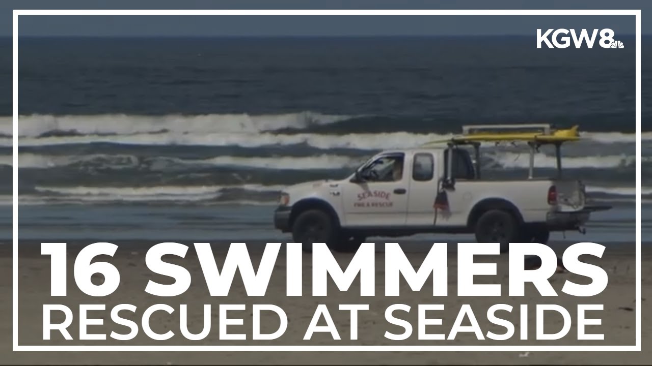 Seaside fire crews rescue 16 swimmers over the weekend - YouTube
