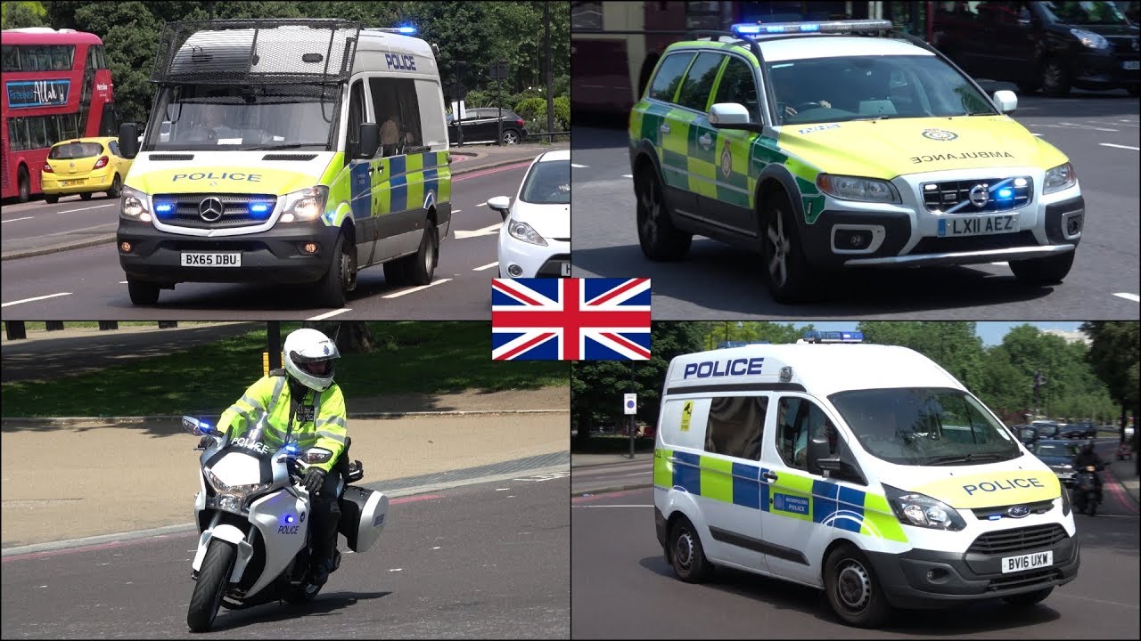 Police vans and ambulance cars responding + Special Escort Group - YouTube