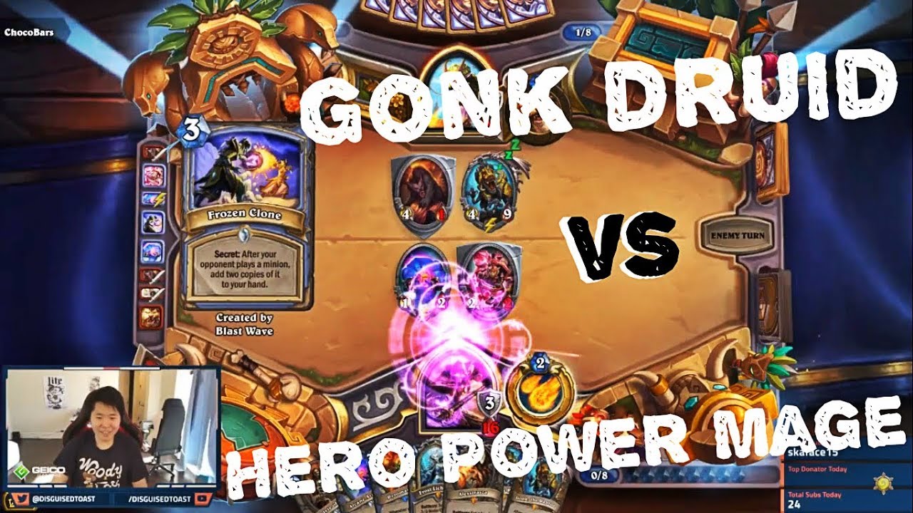 Hero Power Mage vs Gonk Druid. Gonk laughing on Toast! - YouTube