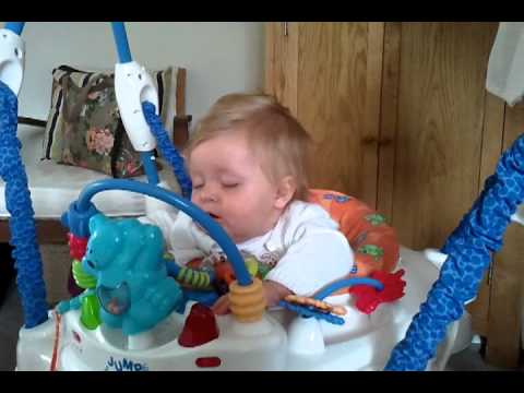 This is one sleepy girl in a jumperoo! - YouTube