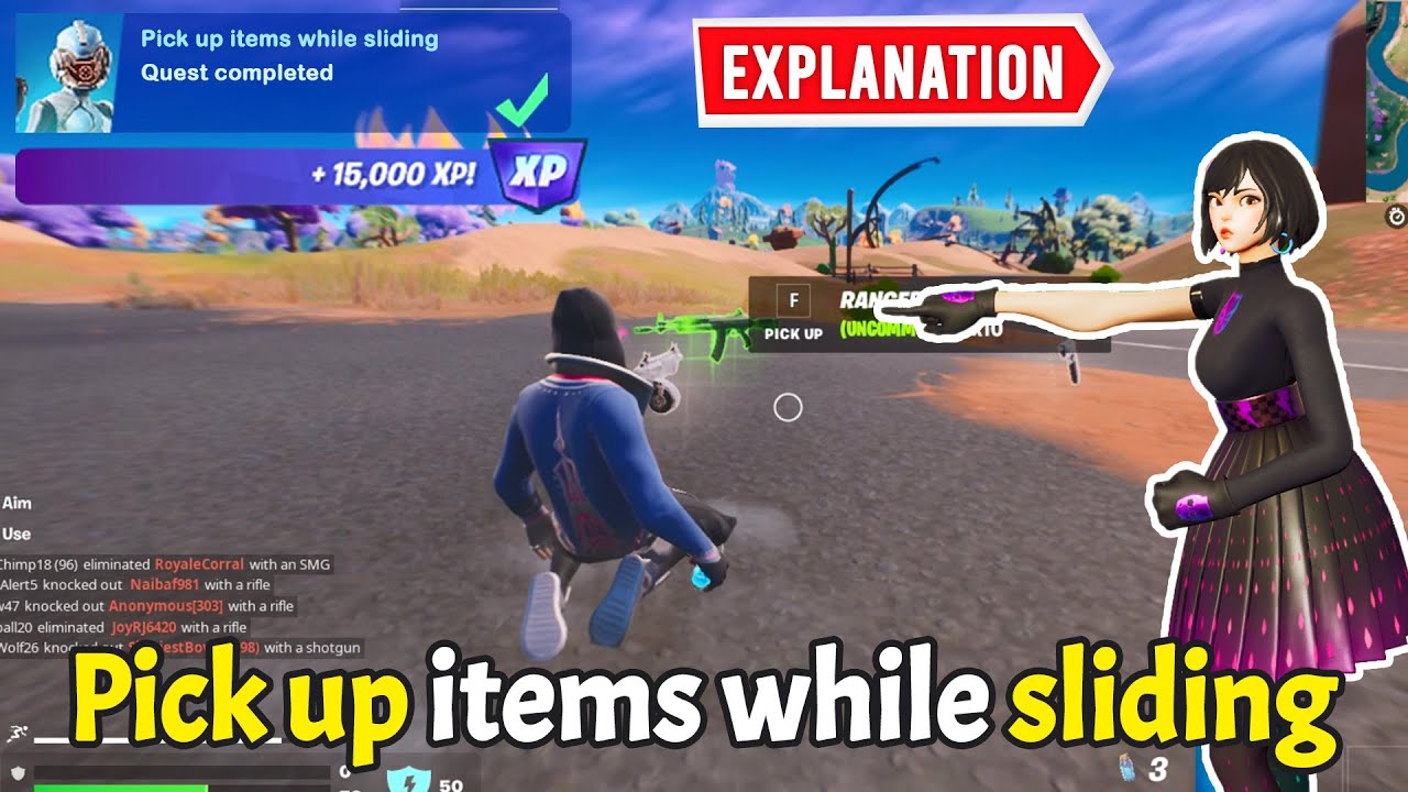 How to pick up items while sliding | Fortnite - YouTube