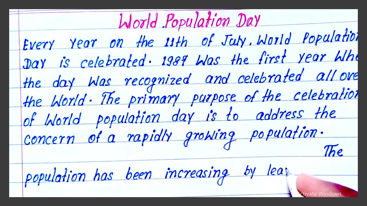 write essay on world population day | how to write easy short english ...