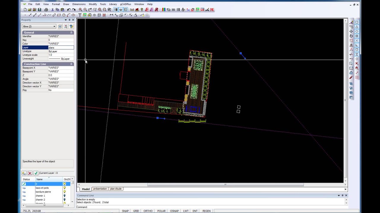 Using construction lines in landscape CAD drawings - YouTube