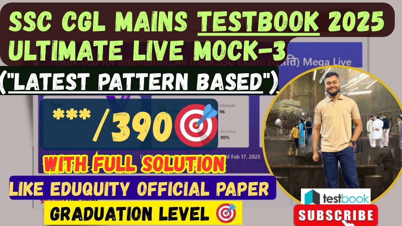 TESTBOOK-MAINS LIVE MOCK TEST 🔴 SSC CGL TIER-2 2025|| 24 OCT NEW ...