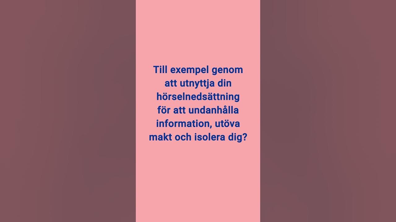 Har Du En Hörselskada Eller är Döv Och är Ihop Med Någon Som Inte är