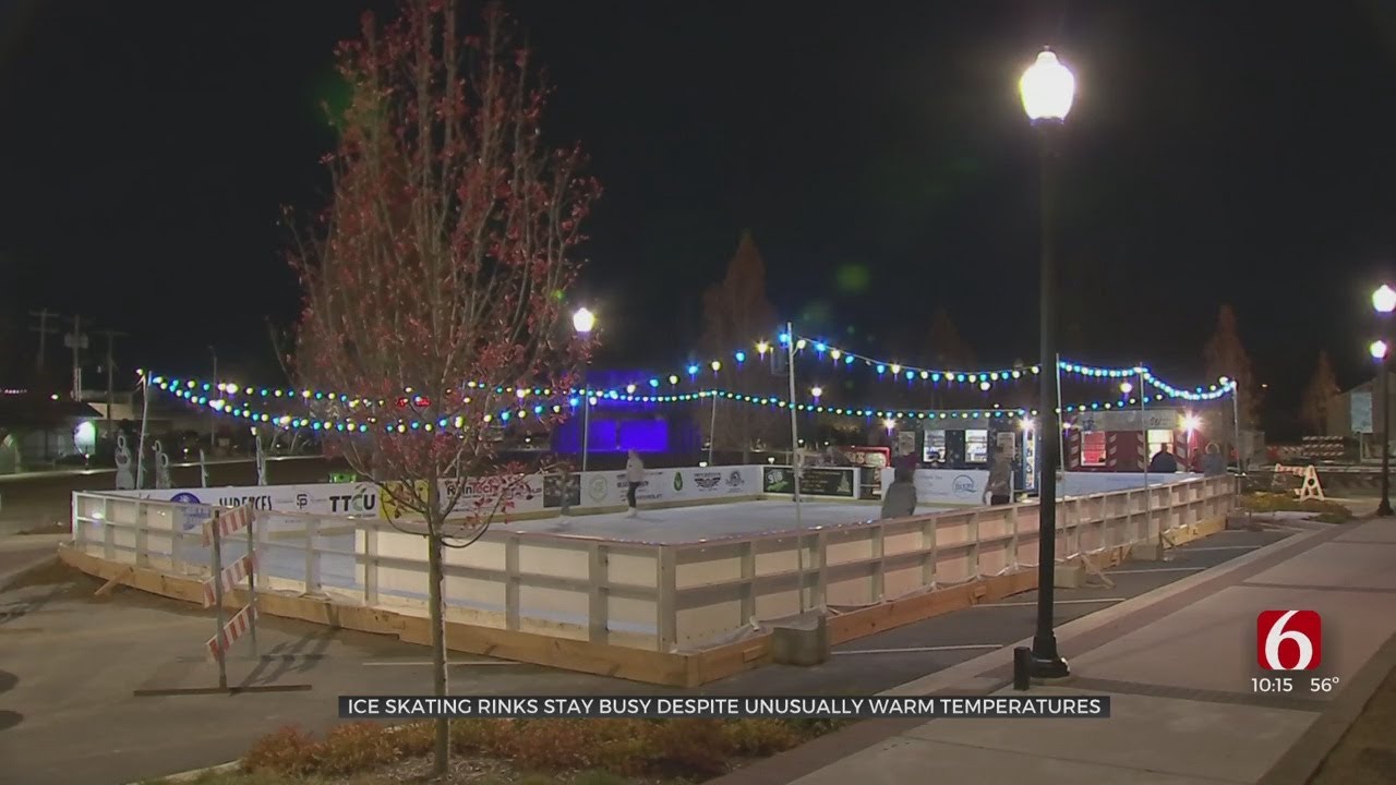 Ice Skating Rinks Stay Busy Despite Unusually Warm Temperatures - YouTube