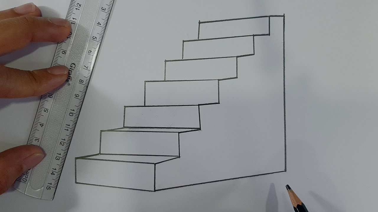 How To Draw Stairs Easy Step By Step With Pencil & Ruler - YouTube