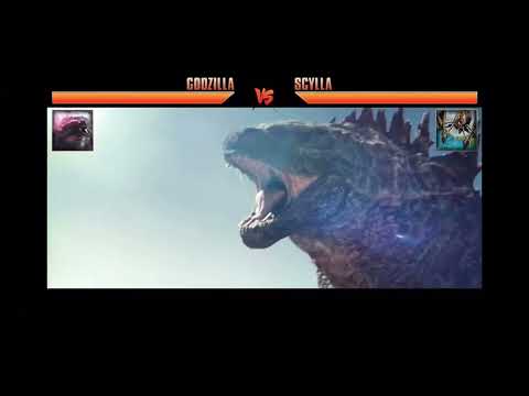 Godzilla vs Scylla fight battle scene with health bars!!!