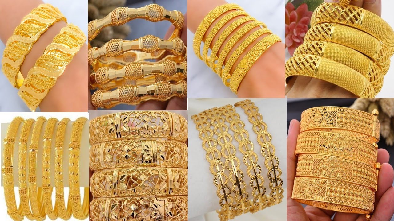 New Gold Bangles Design 2024 With Weight | Gold Bangles Design 2024 ...