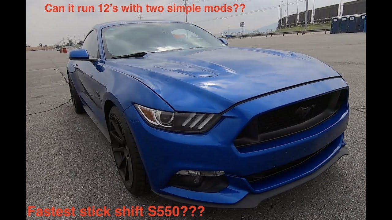 Running my best 1/4 mile time on my stick shift Mustang S550!! only 2 ...